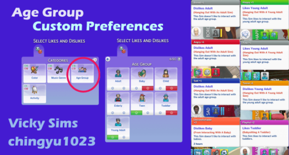 age group custom preferences - The Sims Guide