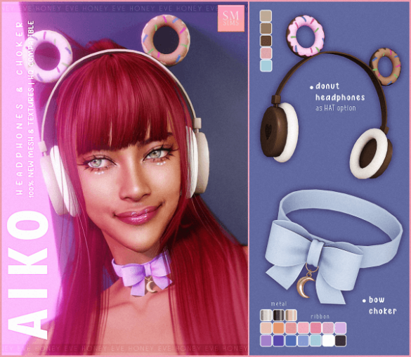 HONEY | Aiko Donut Headphones & Choker - The Sims Guide